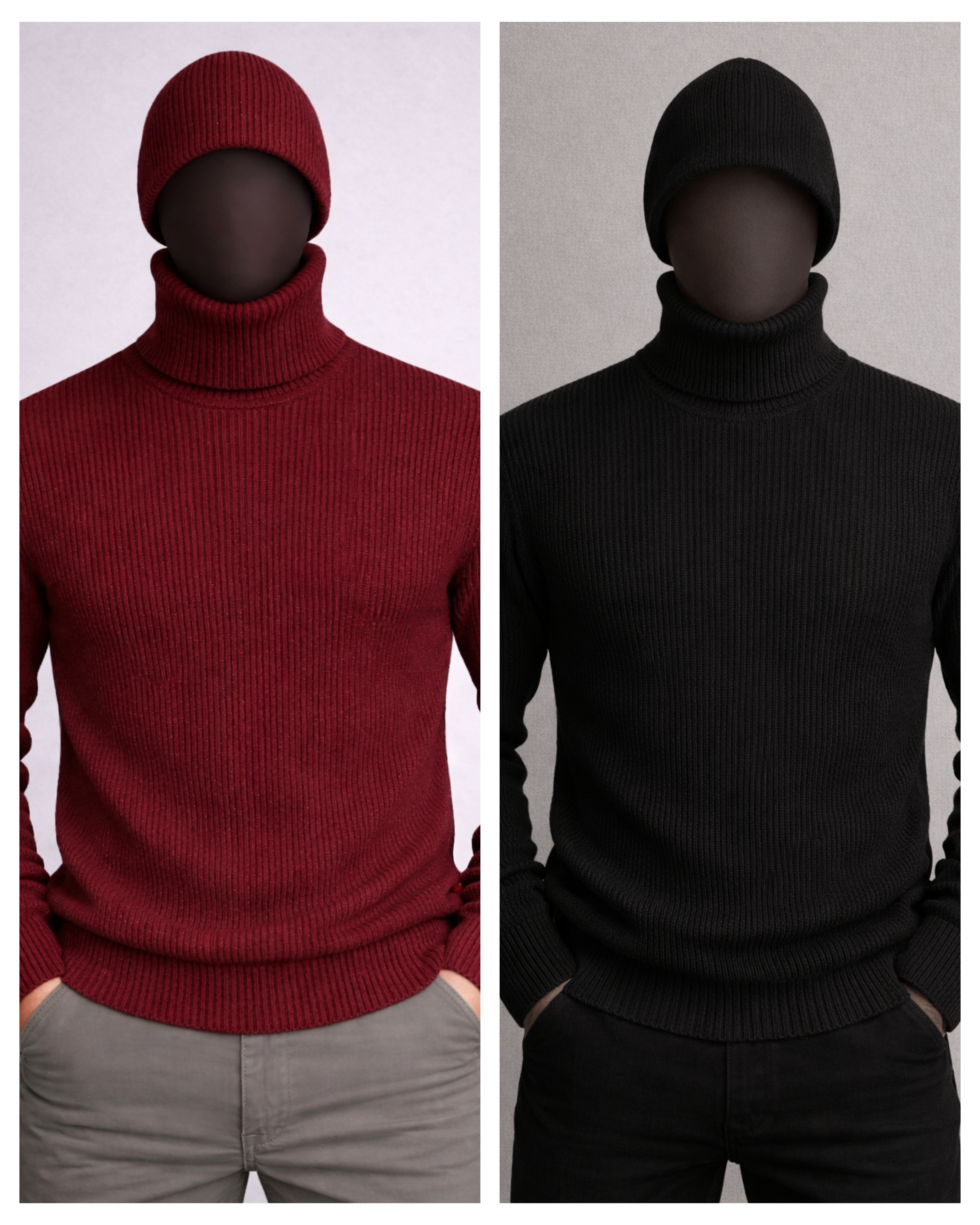 BLACK. MAROON COMBO TURTLE NECK